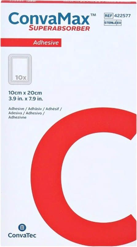 ConvaMax Superabsorber 10x20cm adhäsiv - Hochleistungs-Wundauflage