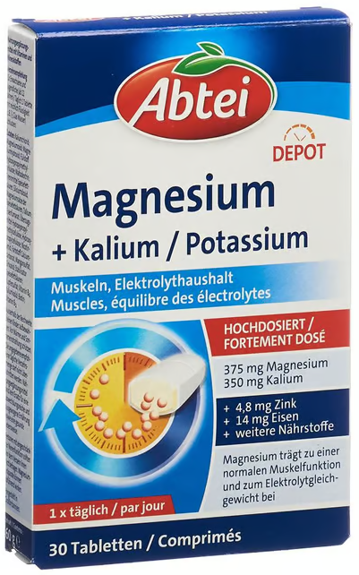 ABTEI Magnesium + Kalium Depot Tabletten – Unterstützung für Muskeln ...